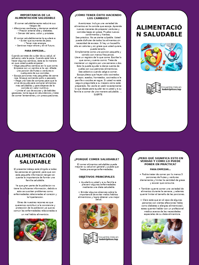 Triptico-de-la-Alimentacion-Saludable | PDF | Alimentos | Dieta saludable