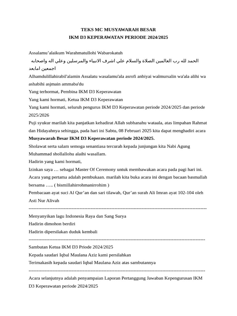 Teks MC Mubes Ikm d3 | PDF