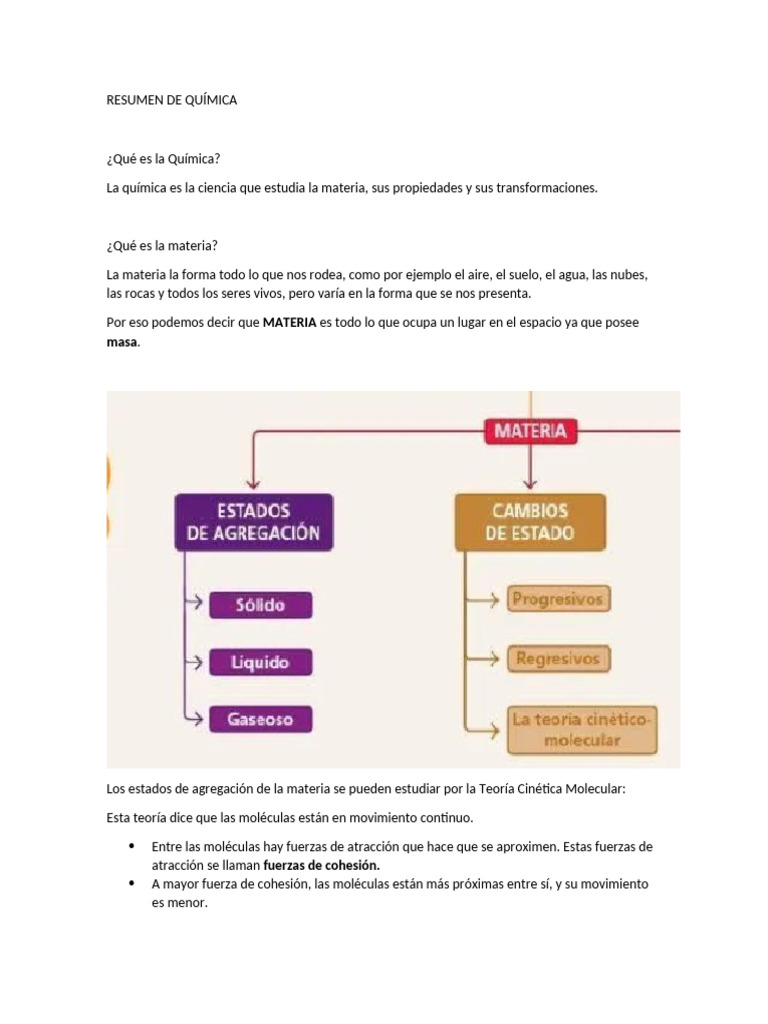 RESUMEN DE QUÍMICA - Estados de Agregacion | PDF | Gases | Importar