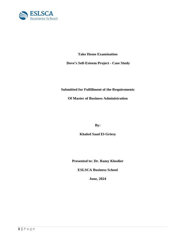 Case Study - Dove - Take Home Exam | PDF | Brand | Marketing Communications