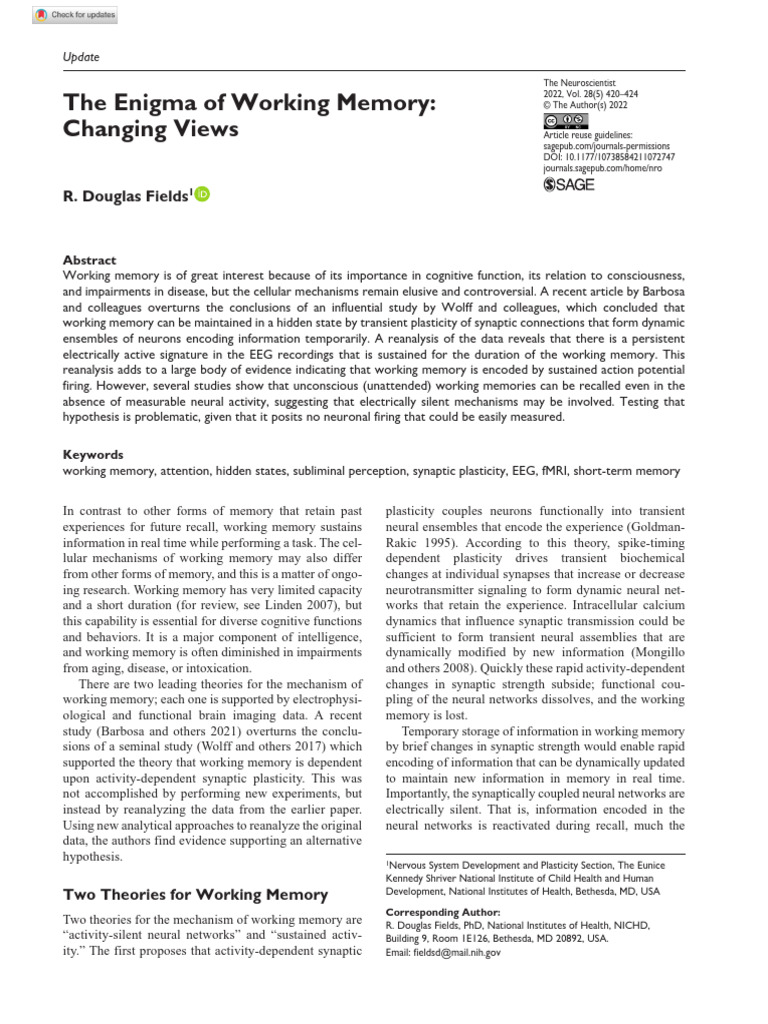 The Enigma of Working Memory- Changing Views | PDF | Working Memory | Memory