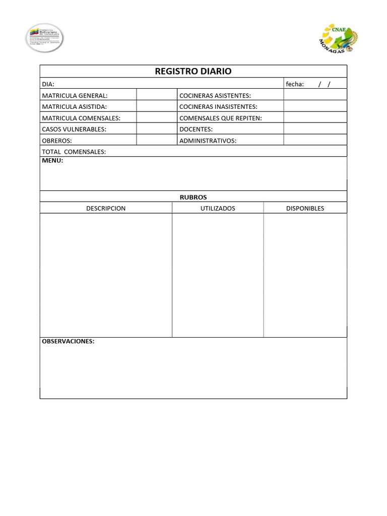 Registro Diario | PDF