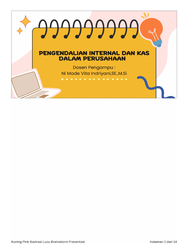 Tugas Akuntansi II Pengendalian Internal Dan Kas Dalam Perusahaan | PDF