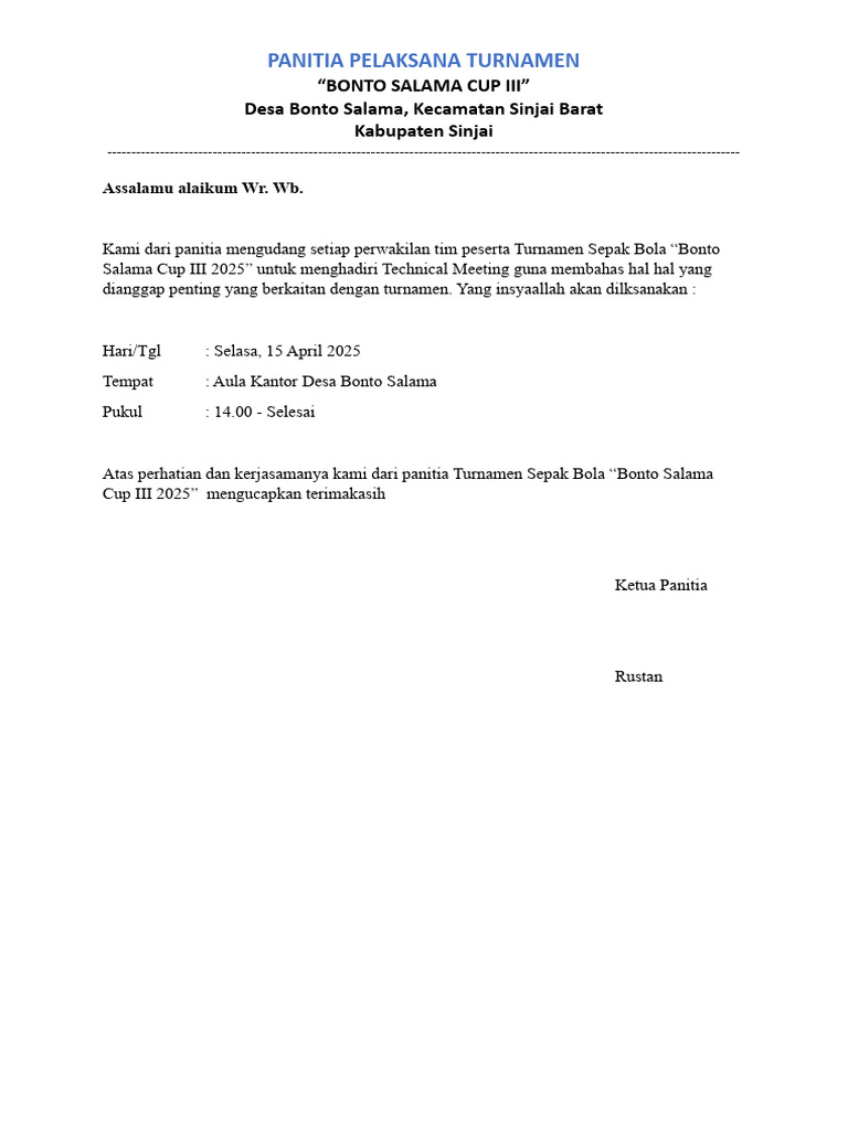 Undangan Technical Meeting-1 | PDF