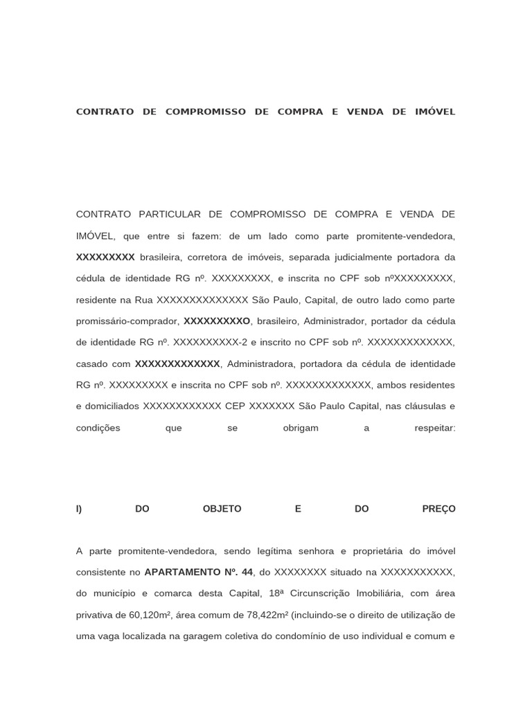 Contrato de Compromisso de Compra e Venda de Imóvel | PDF