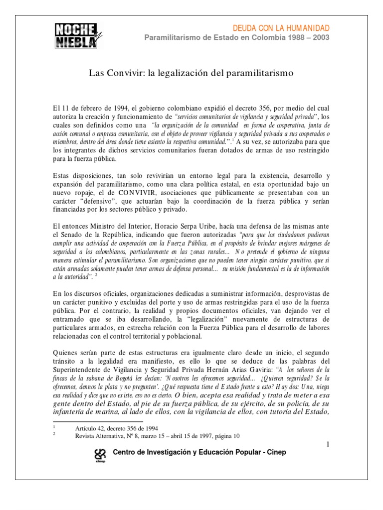 Las Convivir | PDF | Colombia | Pena capital