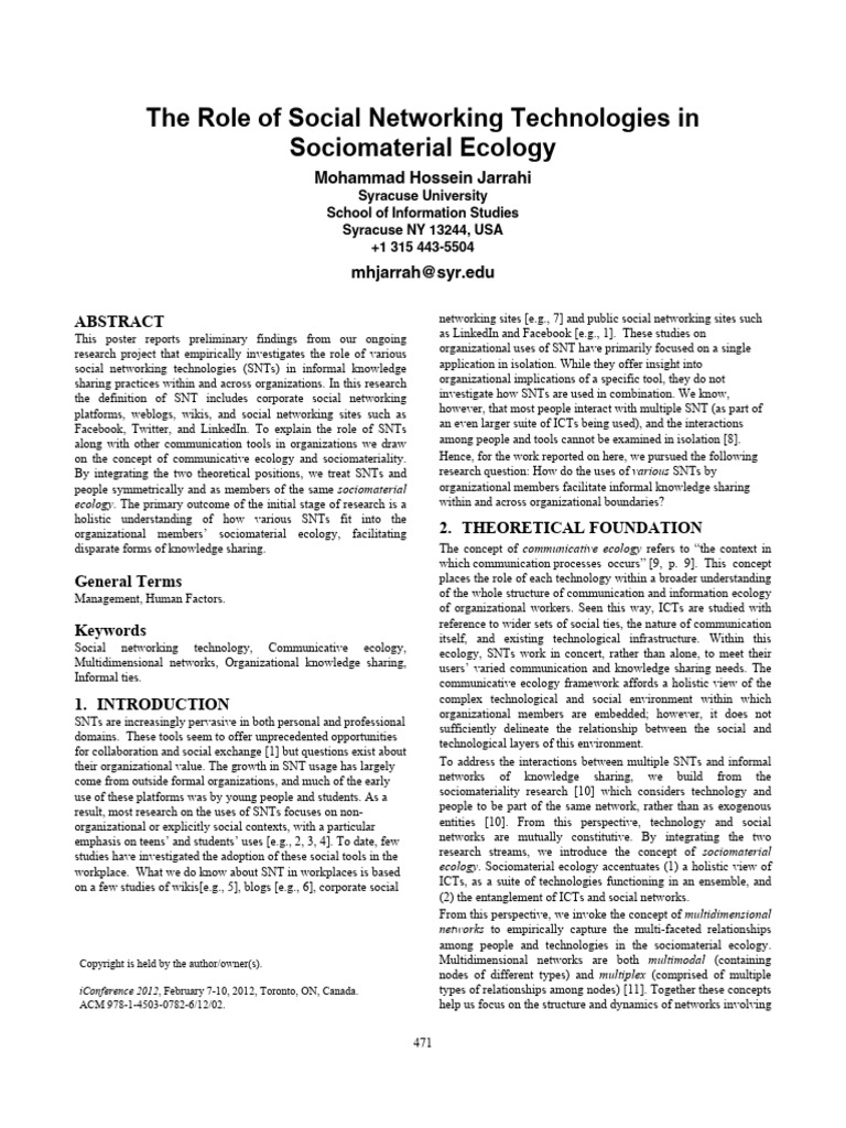 2215 - The Role of Social Networking Technologies in Sociomaterial ...