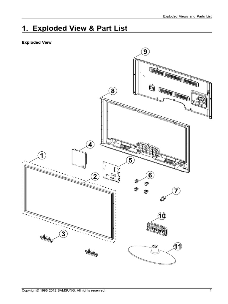 Exploded View Parts List (UN46EH5300F) | PDF | Quantity | Electrical Resistance And Conductance