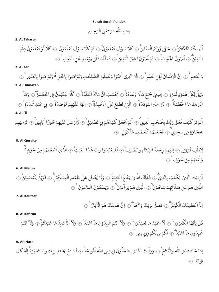 Surah Pendek | PDF