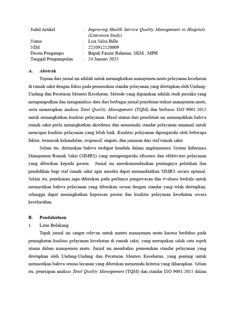Lisa Salsa Billa - 2210912120009 - Analisis Review Jurnal - M1 | PDF