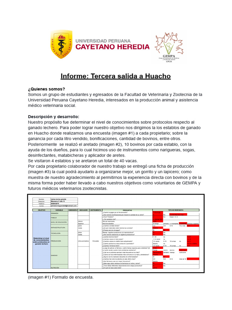 Informe - Tercera Salida A Huacho | PDF