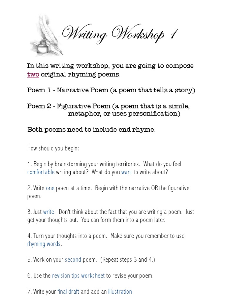 Writing Workshop 1 | PDF | Poetry