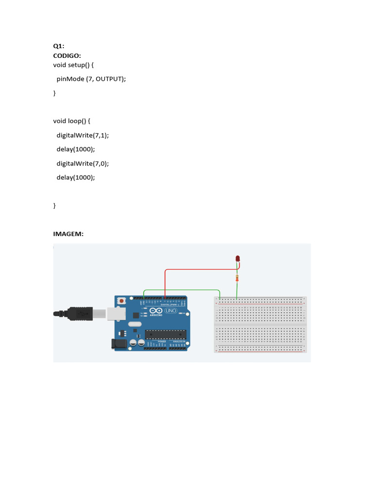 Void Setup (Pinmode (7, Output) ) : Q1: Codigo | PDF