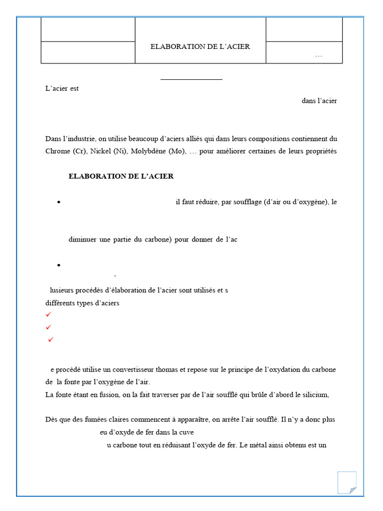 Élaboration de l'acier : procédés et techniques | PDF | Fonte brute | Acier