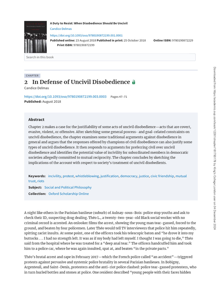 Justifying Uncivil Disobedience | PDF | Civil Disobedience | Nonviolence