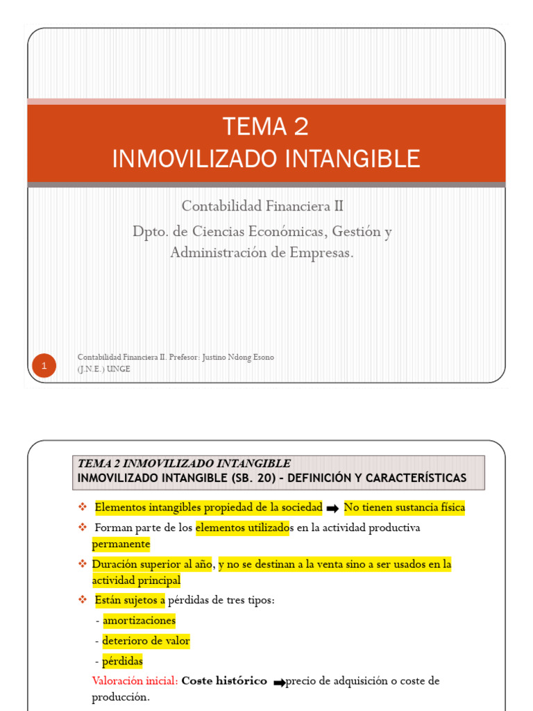 Tema II Inmovizado Intangibles | PDF | Activo intangible | Contabilidad