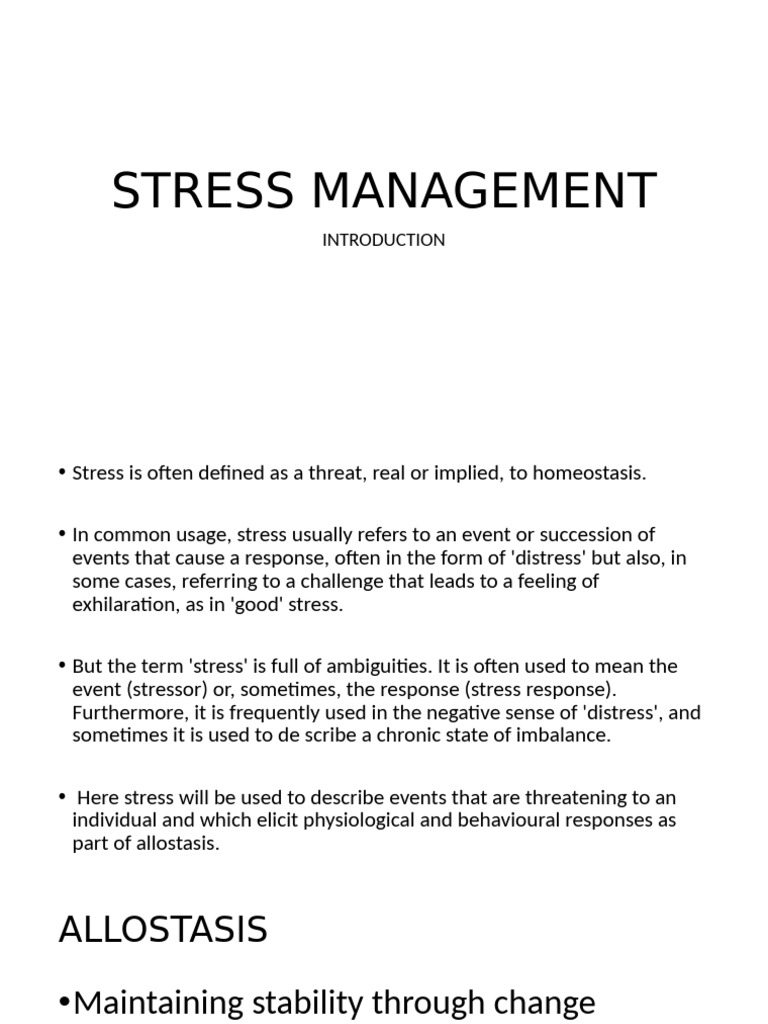 Introduction To Stress Management-1 | PDF | Stress (Biology) | Physiology
