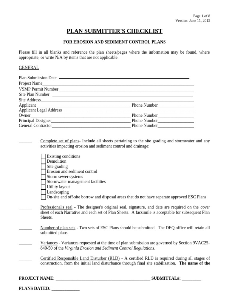 6 - Erosion Sedimentation Control Checklist | PDF | Surface Runoff ...