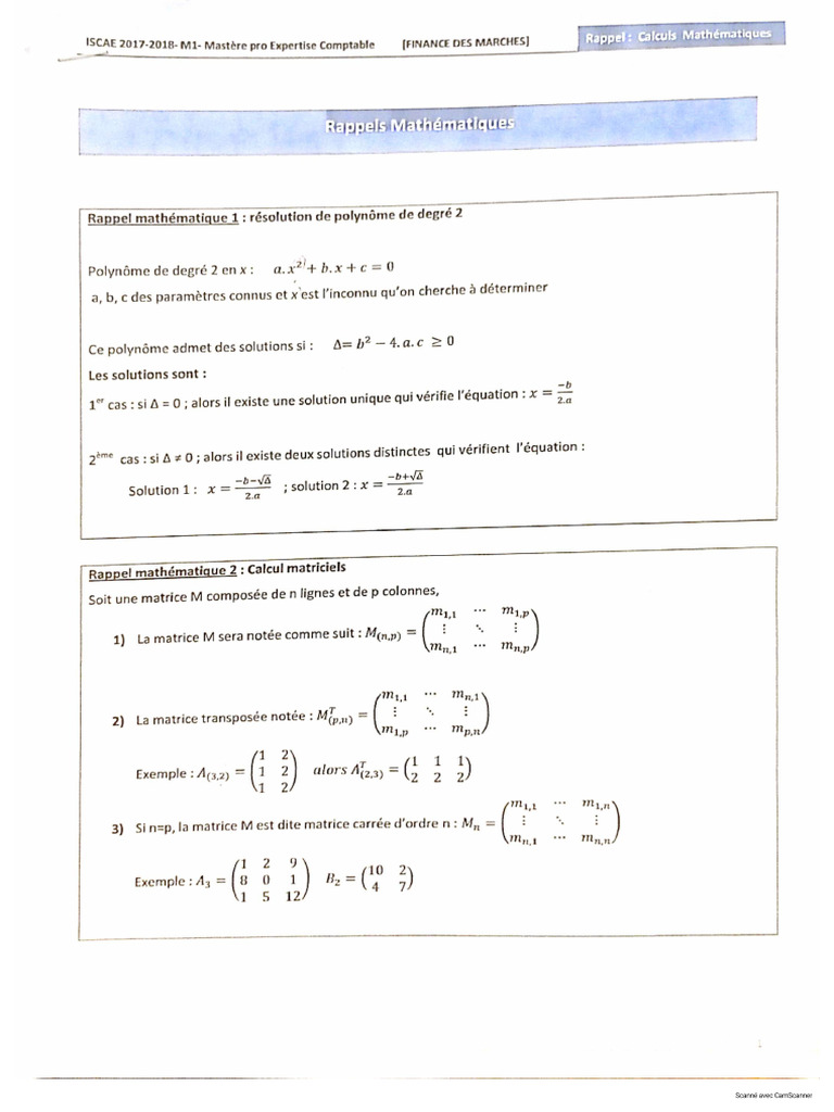 Rappel Mathématiques | PDF