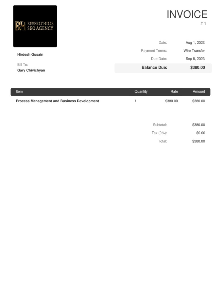 Hirdesh (Invoice August) | PDF