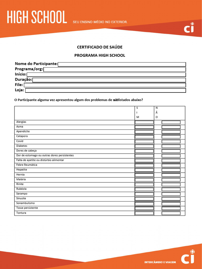 Certificado de Saúde - Programa High School | PDF | Receita médica ...