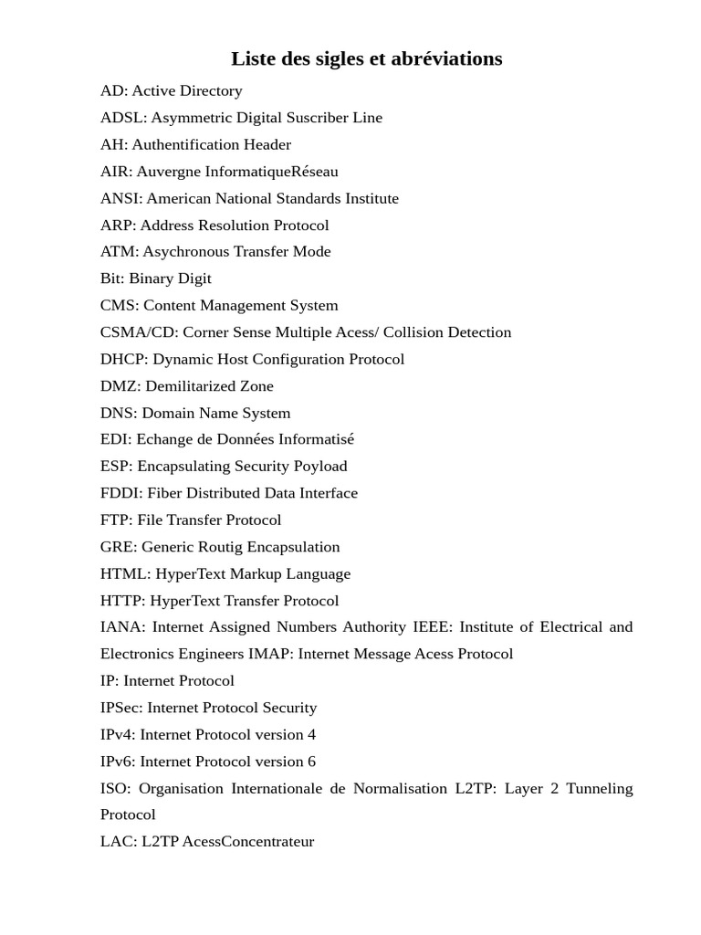 6 Liste Des Sigles Et Abréviations | PDF