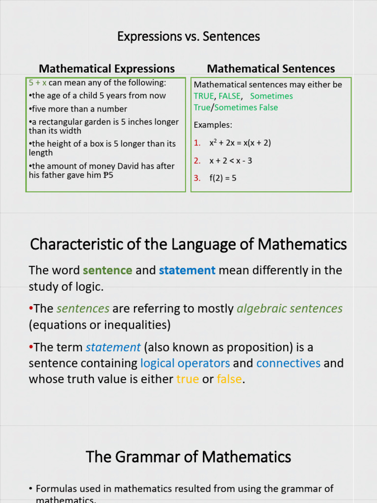 Expressions vs. Sentences | PDF | Logic