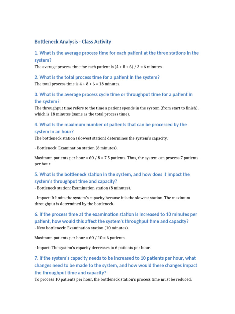 Bottleneck Analysis Class Activity | PDF