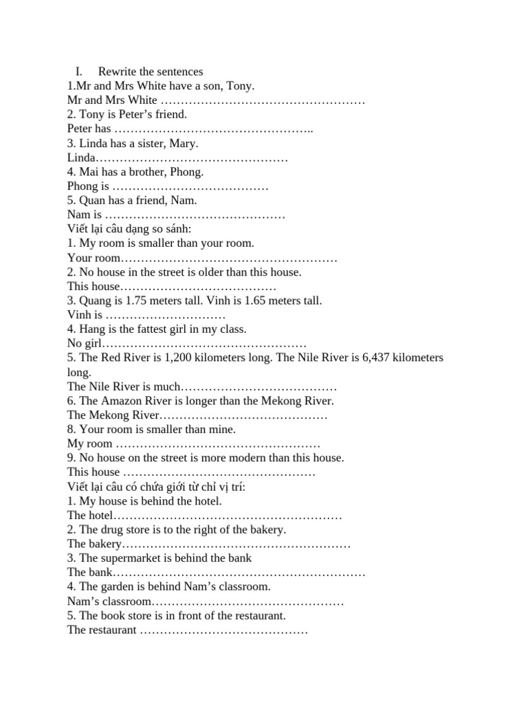 Sentence Rewriting Exercises | PDF