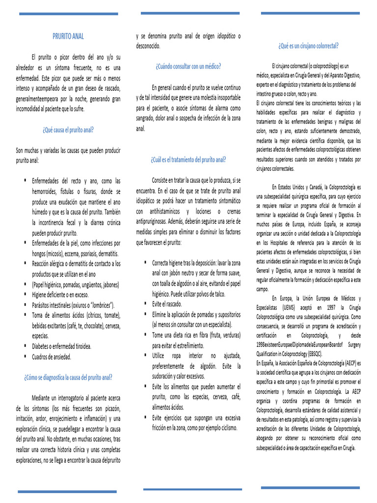 Causas y tratamiento del prurito anal | PDF | Gastroenterología | Medicina