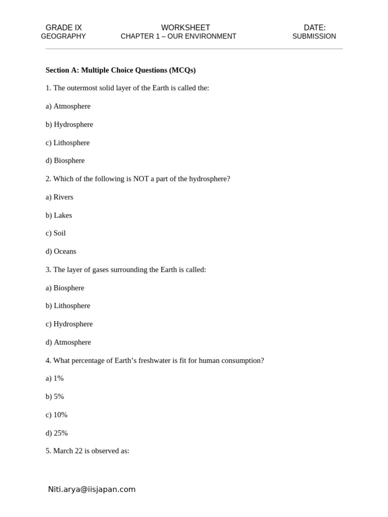 Grade 7 - Geography - Ch1 - Part1 | PDF | Earth Sciences | Natural Environment