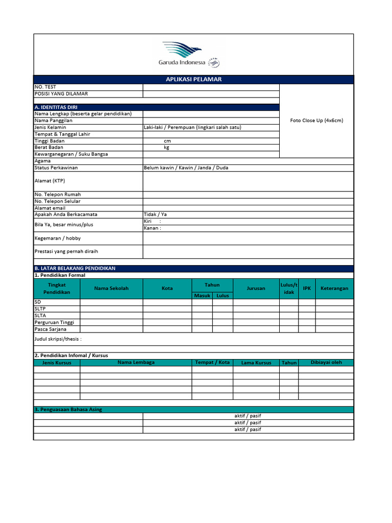 Form Aplikasi Pelamar | PDF