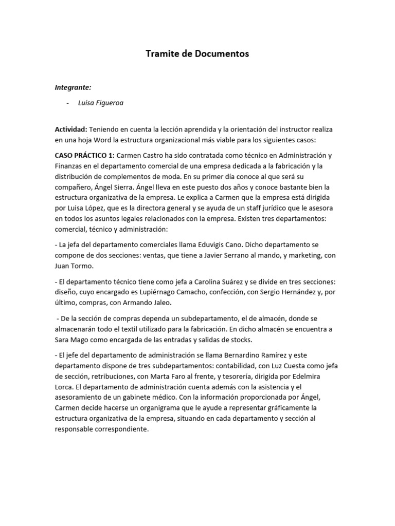 Actividad Tramite de Documentos Luisa F | PDF | Business | Negocios ...