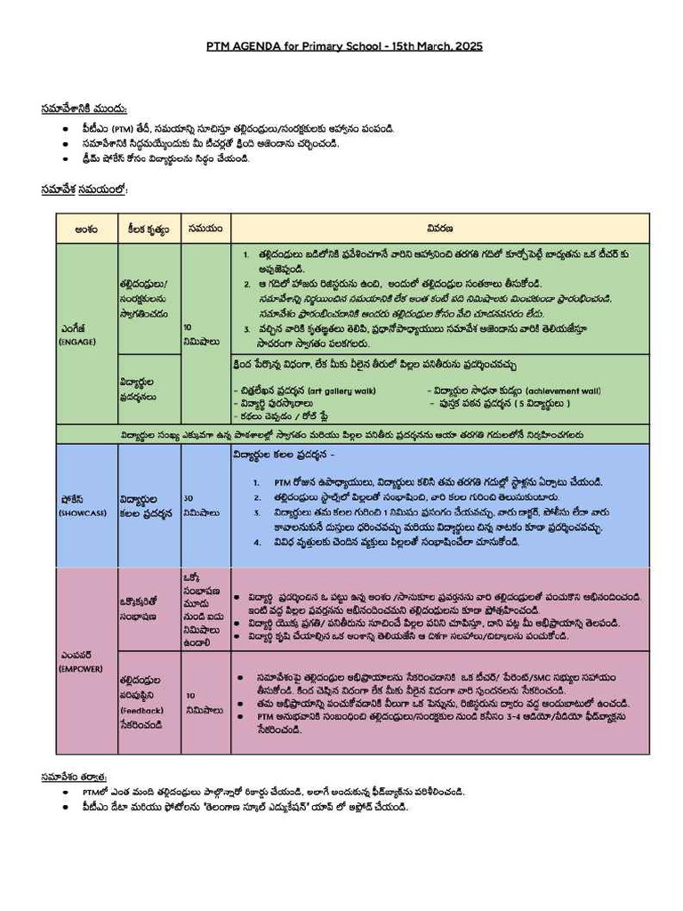 PTM - Live - 2025 - 3 - March PTM Primary School | PDF