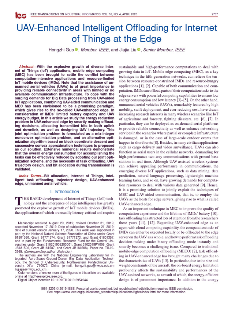 UAV-Enhanced Intelligent Offloading for Internet | PDF | Internet Of Things | Unmanned Aerial ...