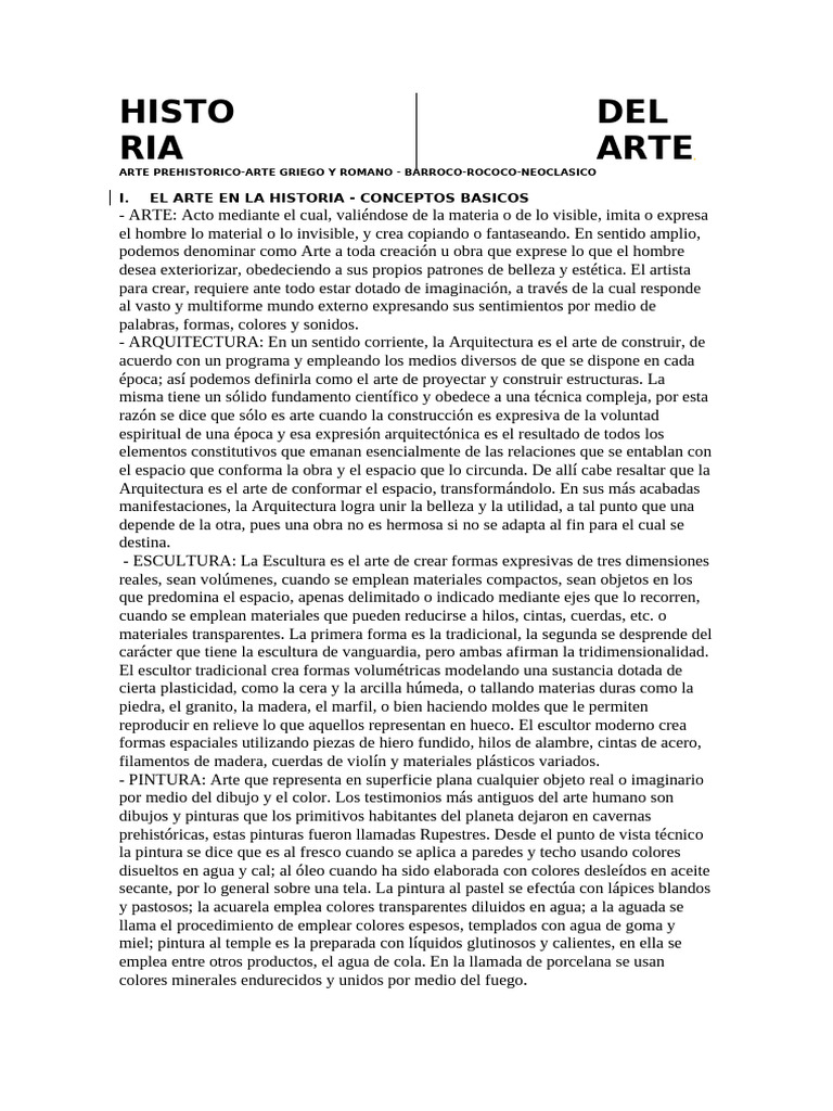Historia del Arte: De lo Prehistórico a lo Moderno | PDF | Pinturas ...