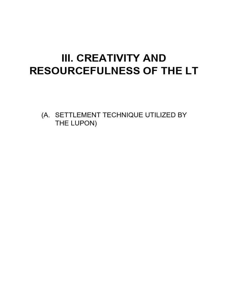 Lupon's Creative Settlement Techniques | PDF