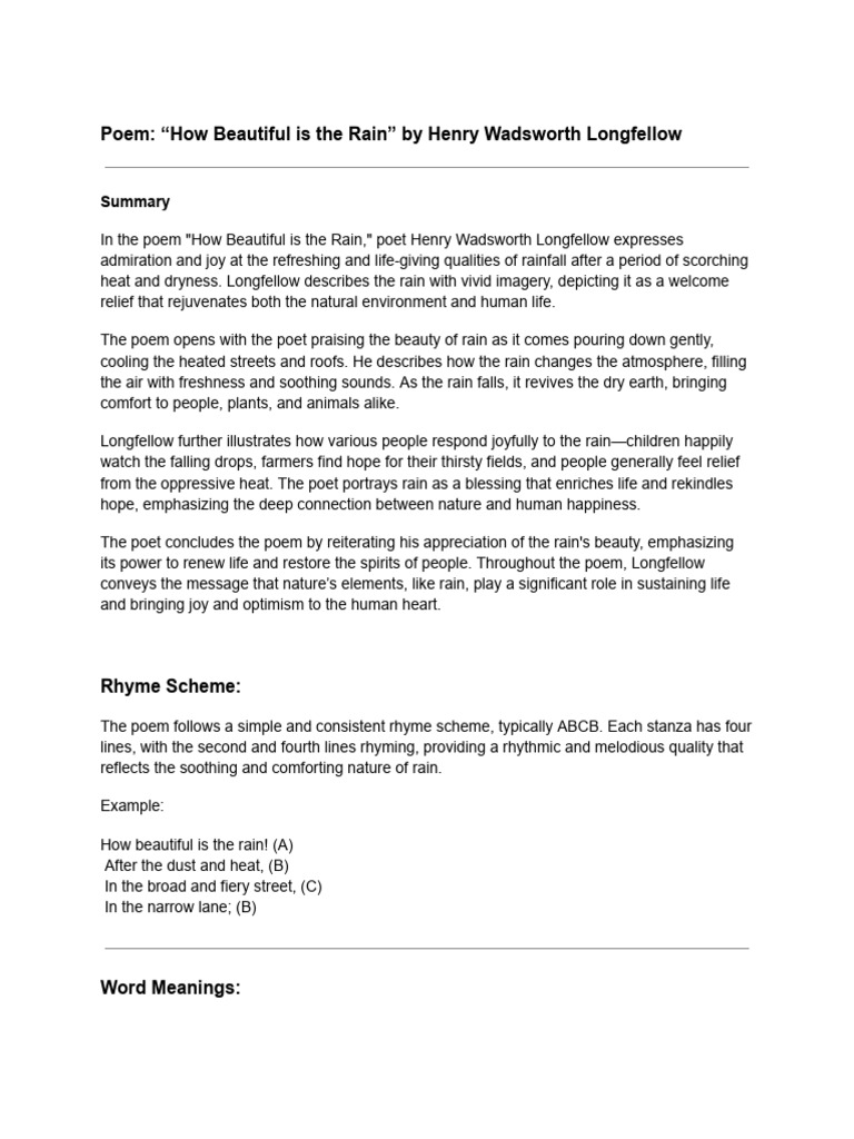 How Beautiful Is The Rain | PDF | Rain | Poetry