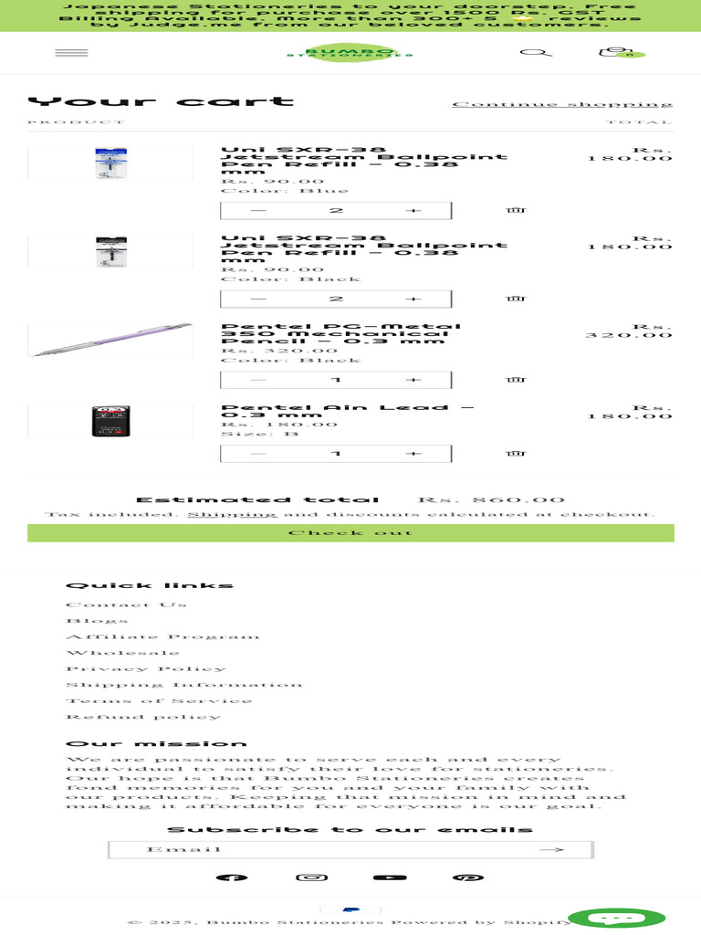 Your Shopping Cart - Bumbo Stationeries | PDF