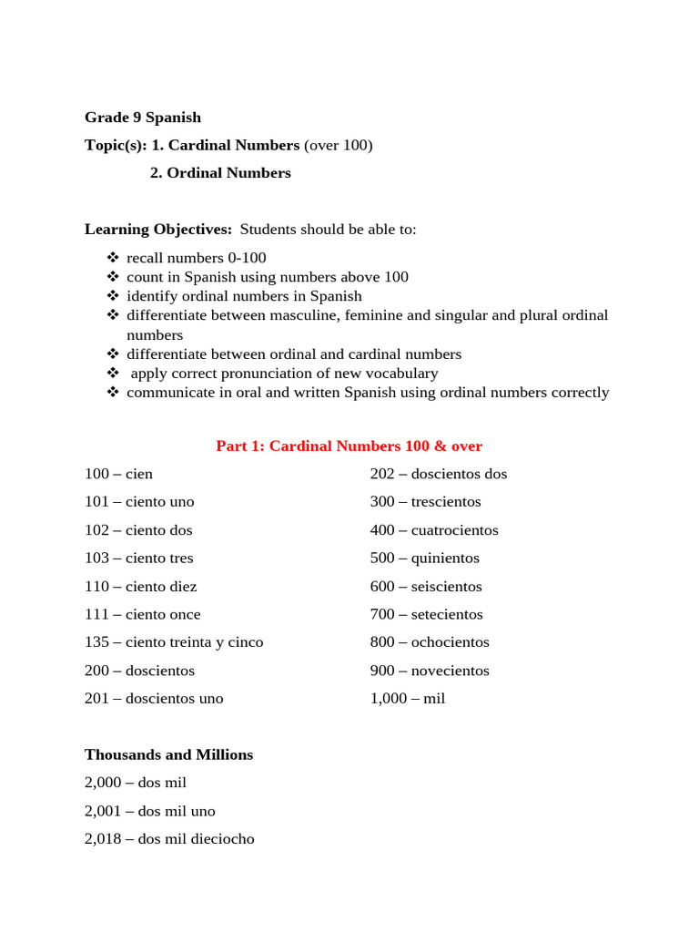 Numbers-Ord&Card-G9 | PDF | Linguistic Morphology | Linguistics