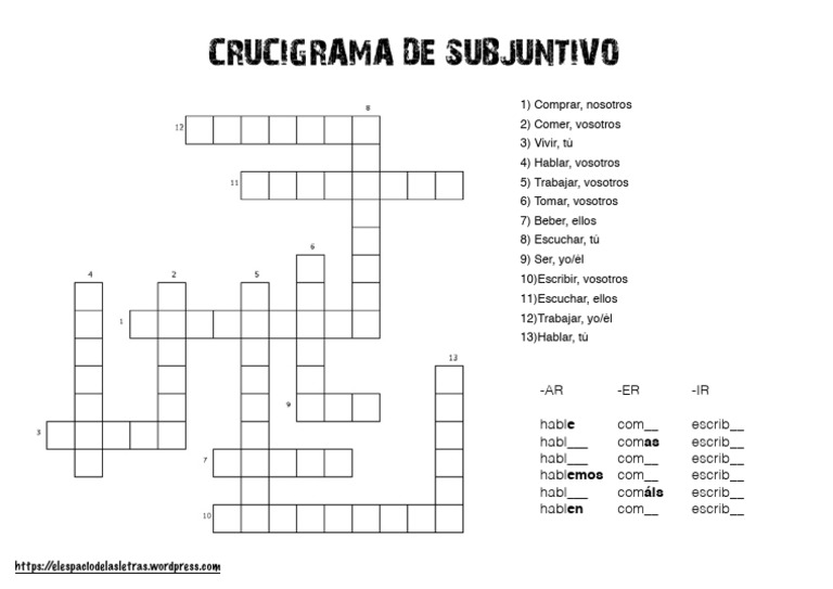 Crucigrama de verbos en subjuntivo | PDF