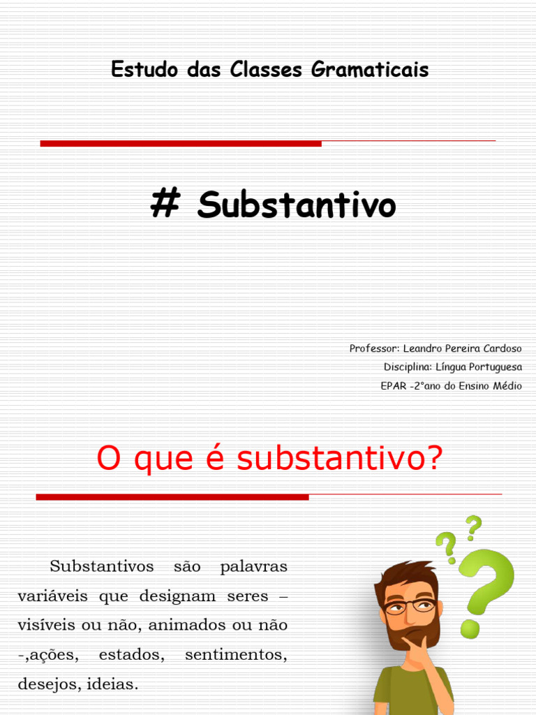 Classes Gramaticais - Substantivo | PDF | Palavra | Substantivo