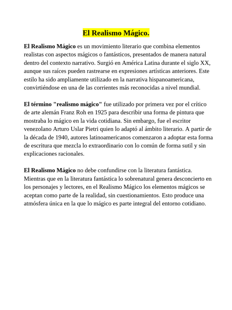 Realismo_Magico | PDF | Realismo literario | Fantasía