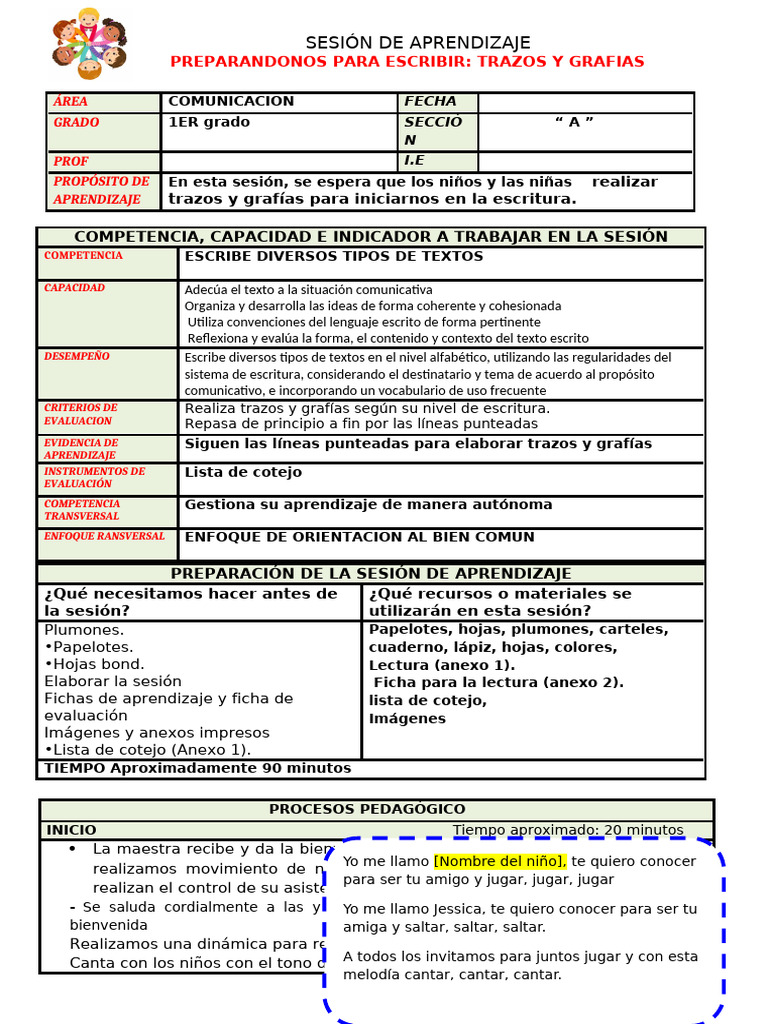 5 - Sesion de Produc-Grafias | PDF | Aprendizaje | Escritura