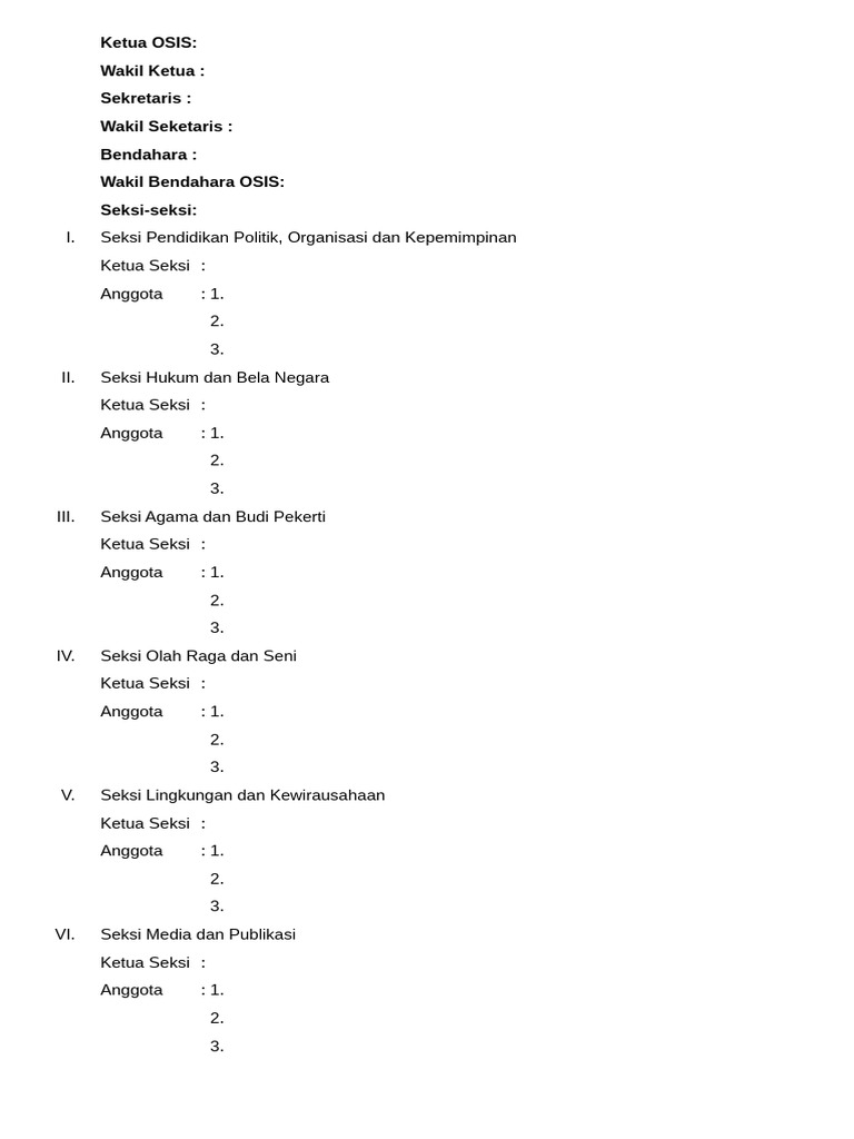Struktur Organisasi Pengurus OSIS | PDF