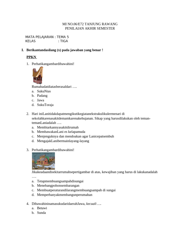 Soal PAS TEMA 5 Kelas 3 (Infodikdasmen.com | PDF