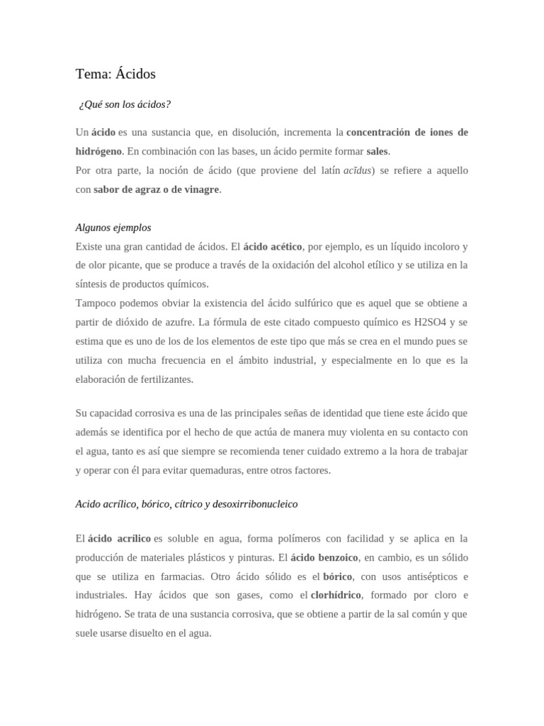 Ã„cidos[1] | PDF | Ácido | Ácido clorhídrico