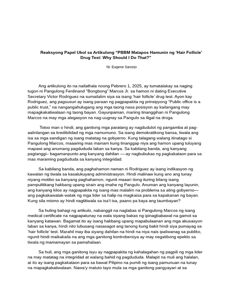 Reaksyong Papel | PDF