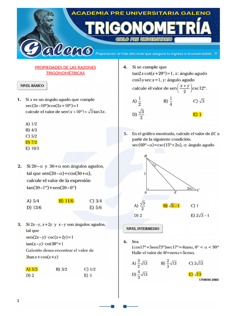 Trigonometría - Balota 04 | PDF