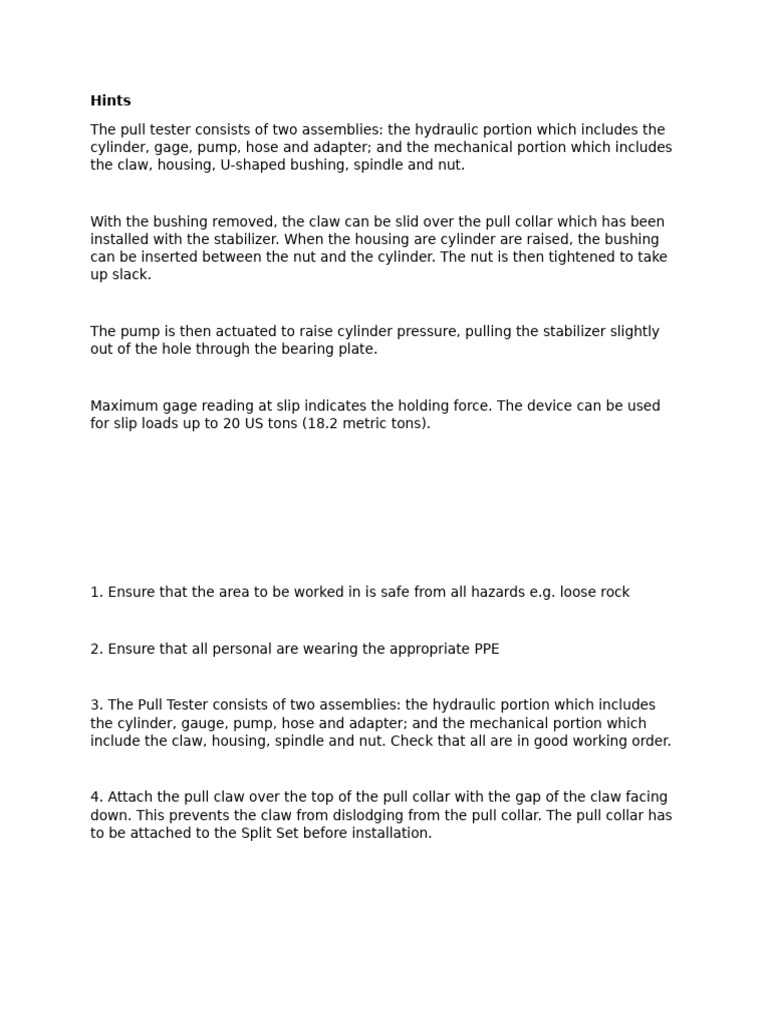 Pull Test Procedures | PDF